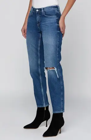 L'Agence Nevia Ripped Slouchy Straight Leg Jeans