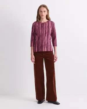 SPORTSCRAFT Mercerised Cotton Stripe Print 3/4 Sleeve Top