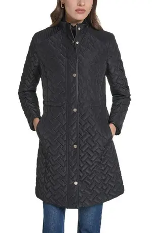 Cole Haan Signature Quilted Stand Collar Jacket Black