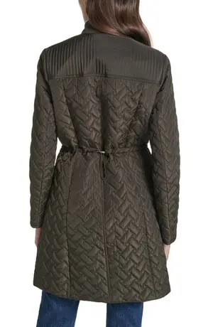 Cole Haan Signature Quilted Stand Collar Jacket - Olive