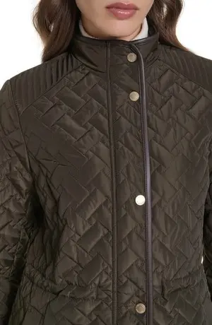 Cole Haan Signature Quilted Stand Collar Jacket - Olive