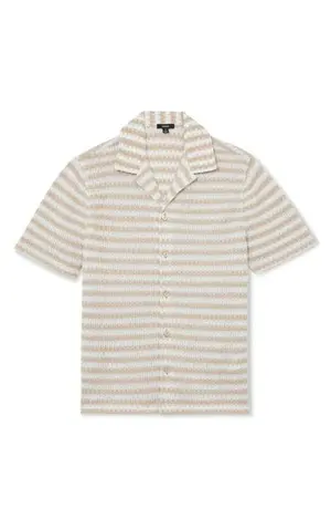 REISS Island Striped Knit Button-up Shirt
