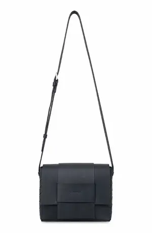 Écotorie Iris Leather Crossbody Bag With Woven Panels - Black