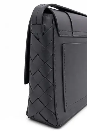 Écotorie Iris Leather Crossbody Bag With Woven Panels - Black