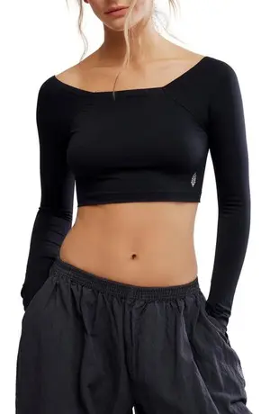 Free People High Plank Crop Top Black