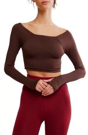 Free People High Plank Crop Top - Truffle