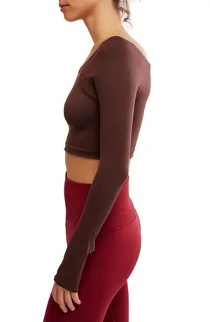 Free People High Plank Crop Top - Truffle