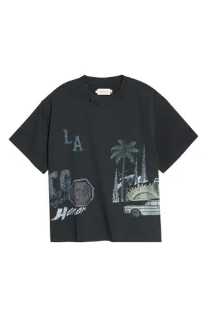 HONOR THE GIFT All Over Los Angeles Cotton Graphic T-shirt - Black