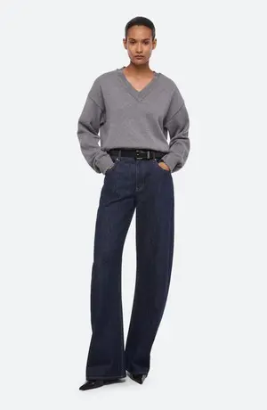 Helmut Lang Cotton V-neck Sweater - Grey Melange