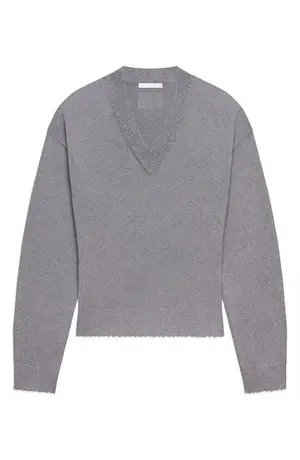 Helmut Lang Cotton V-neck Sweater - Grey Melange