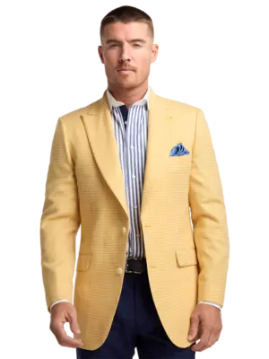 PAUL FREDRICK Houndstooth Wool Single Breasted Peak Lapel Sport Coat