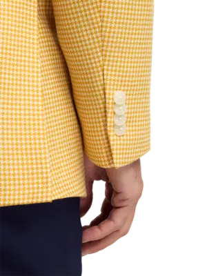 PAUL FREDRICK Houndstooth Wool Single Breasted Peak Lapel Sport Coat
