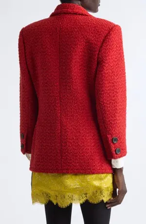 Saint Laurent One-button Wool & Silk Blend Tweed Jacket
