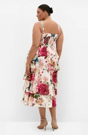 City Chic Daniela Floral Print Sleeveless Midi Dress