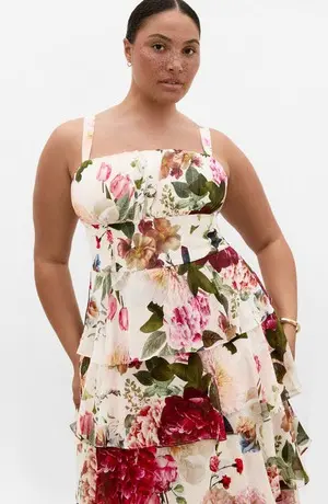 City Chic Daniela Floral Print Sleeveless Midi Dress