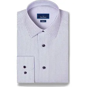 David Donahue Regular Fit Cotton Dress Shirt - White/blue