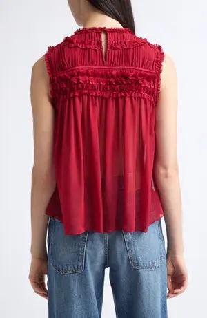 Ulla Johnson Effie Silk Ruffled Button-up Shirt - Cerise