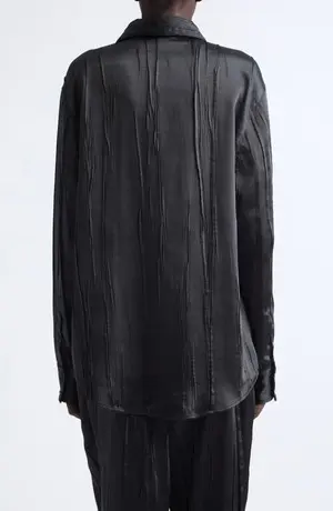 COURREGES Oversize Crinkled Satin Button-up Shirt