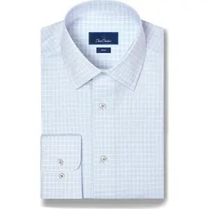 David Donahue Slim Fit Stretch Cotton Grid Dress Shirt