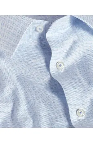 David Donahue Slim Fit Stretch Cotton Grid Dress Shirt