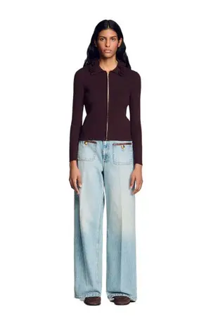 Sandro Cardigan With Floral Collar
