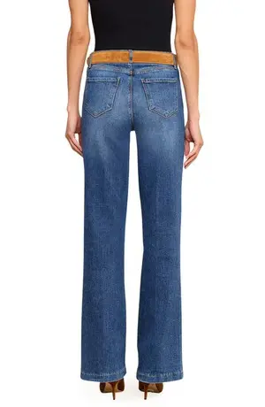 L'Agence Clayton Coated Raw Hem Wide Leg Jeans