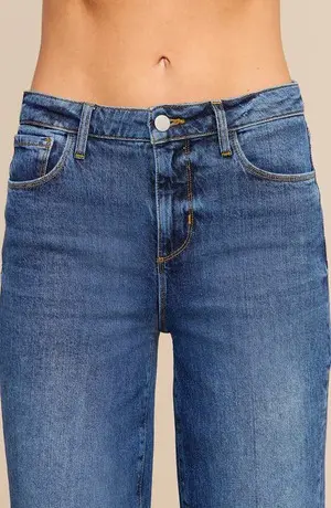 L'Agence Clayton Coated Raw Hem Wide Leg Jeans