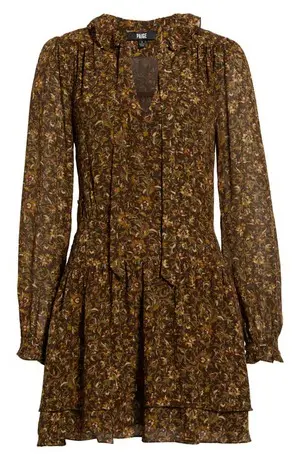 Paige Nantes Metallic Silk Chiffon Minidress