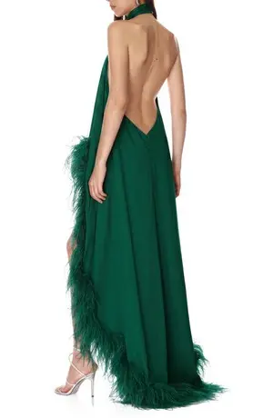 BRONX BANCO Madeline Feather Detail High-low Gown
