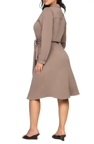 Spanx Long Sleeve Knit Shirtdress - Ironstone