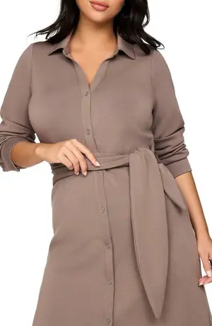 Spanx Long Sleeve Knit Shirtdress - Ironstone