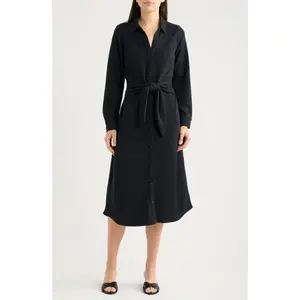 Spanx Long Sleeve Knit Shirtdress - Very Black