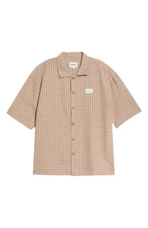 RHYTHM Frequency Check Short Sleeve Cotton Seersucker Button-up Shirt
