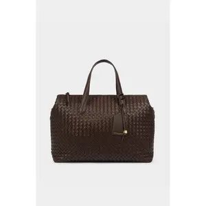 KATIE LOXTON Milan Hand Woven Cabin Bag - Chocolate