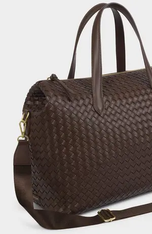 KATIE LOXTON Milan Hand Woven Cabin Bag - Chocolate