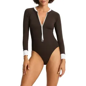 SEA LEVEL De Luxe Long Sleeve Surf Suit - Espresso