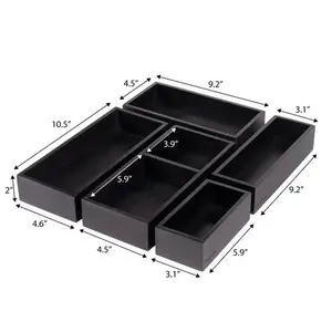 HAPPIMESS Eldora Handcrafted 5-piece Multi-use Individual Drawer Organizer Boxes - Black
