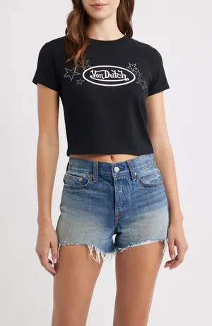VON DUTCH Logo Graphic Baby Tee - Jet Black
