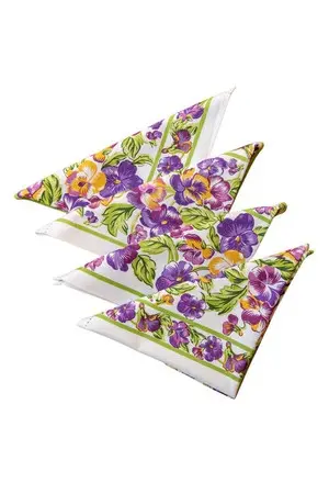 MODERN PRAIRIE Pansies Luncheon Napkins - Ecru