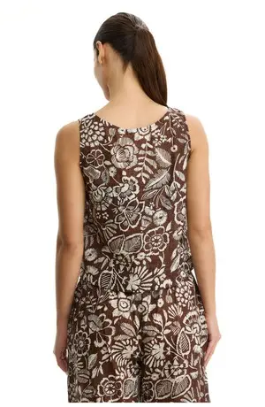 GOTTEX Garden Mist Linen High Neck Top Cover-up - Brown