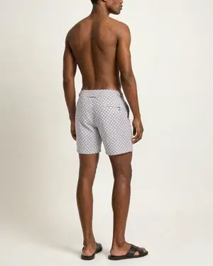 Orlebar Brown Bulldog Mid-length Jacquard Swim Shorts - White Sand/night Iris
