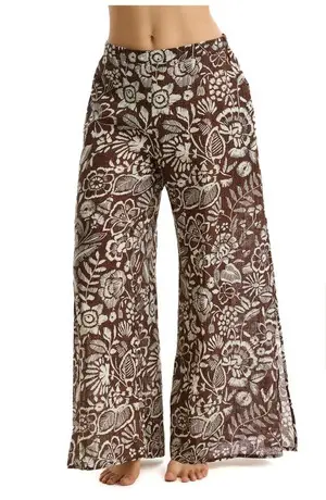 GOTTEX Garden Mist Linen Beach Pant Cover-up - Brown