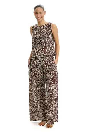 GOTTEX Garden Mist Linen Beach Pant Cover-up - Brown