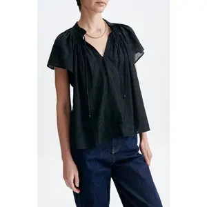 Vanessa Bruno Halisson Gathered Tie-neck Blouse - Noir
