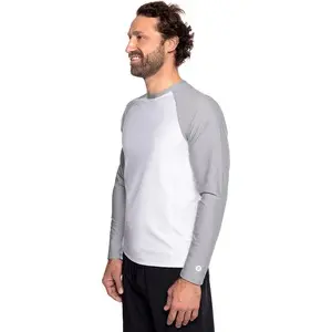 Coolibar Lumaleo Hightide Long Sleeve Swim Shirt - Slate/white Colorblock