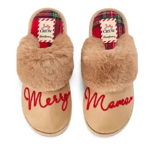 DEARFOAMS Embroidered Cozy Scuff Slipper - Desert