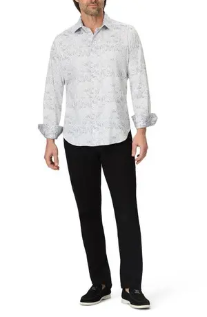 Robert Graham Culloden Print Stretch Cotton Shirt - White