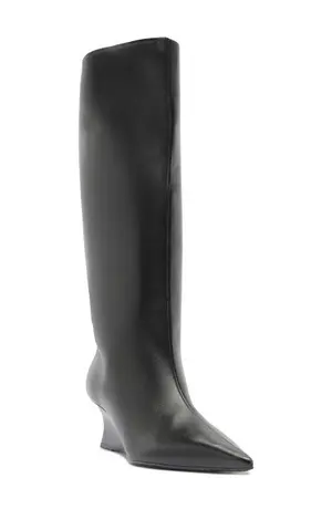 AREZZO Courtney Knee High Wedge Boot - Black