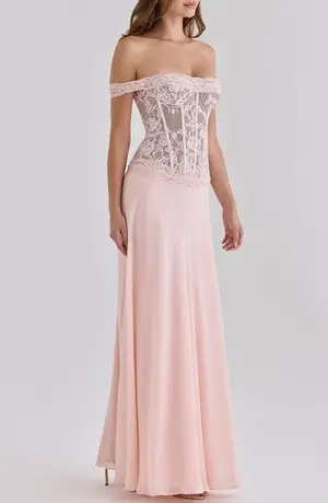 House Of Cb Nerina Lace & Georgette Gown