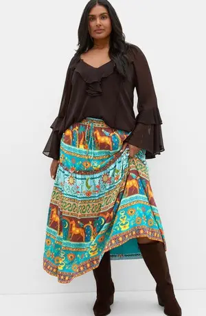 City Chic Print Maxi Skirt